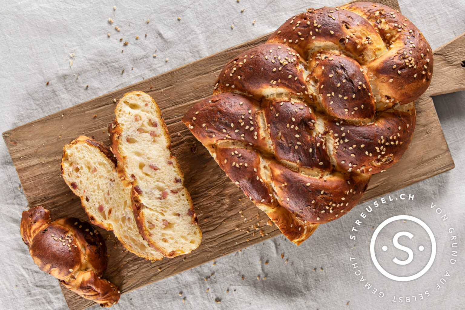 Laugen-Speckzopf – Rezept von Streusel